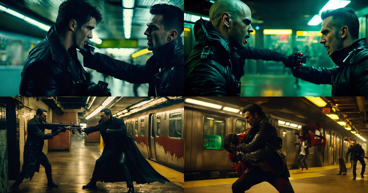 Lexica - Cinematic look, two male vampires fighting in new york, close ...