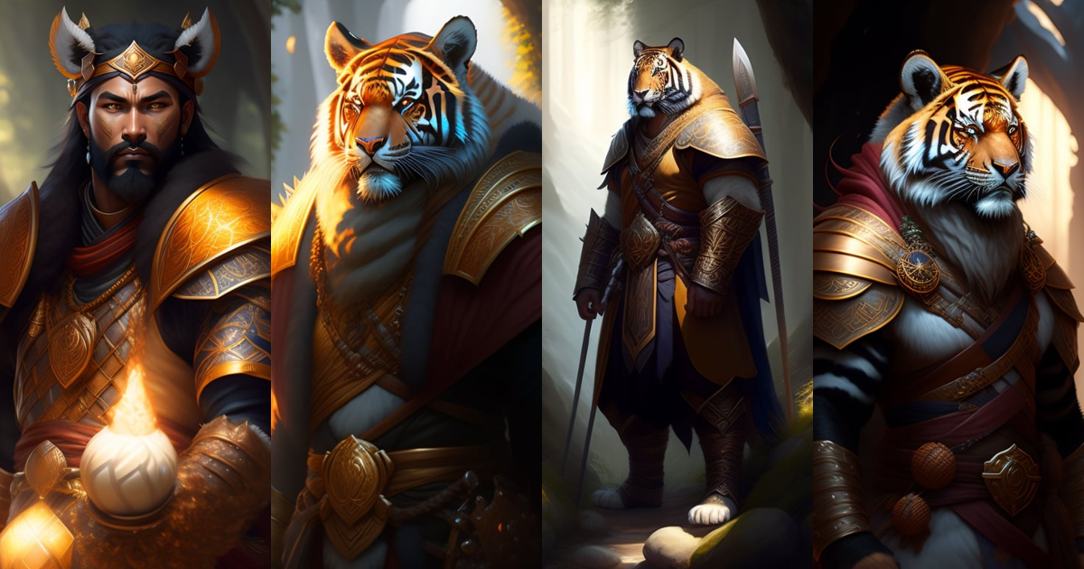 Lexica - Druid, tiger, samurai, by justin gerard and greg rutkowski ...