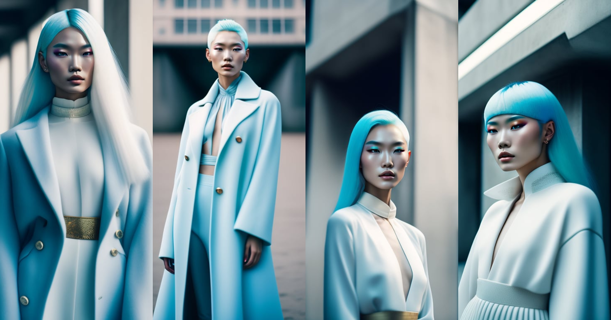 Lexica - Portrait of haute couture beautiful albino asian fashion model ...