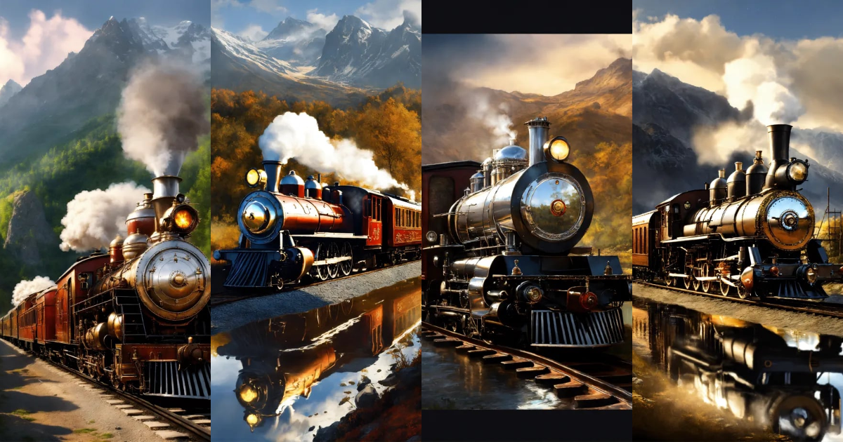 Lexica - Photo realistic,Steampunk steam-engine, fantasy SILVER TRAIN ...
