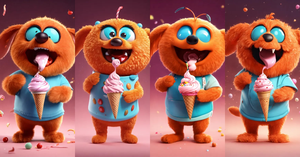 Lexica - A cute 3D craw character eating ice-cream, charming, adorable ...