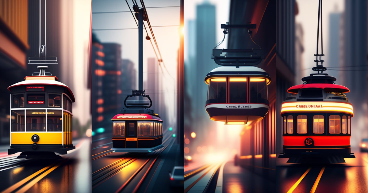 Lexica - Modern cable car hanging above the road in a city, 4K, octane ...