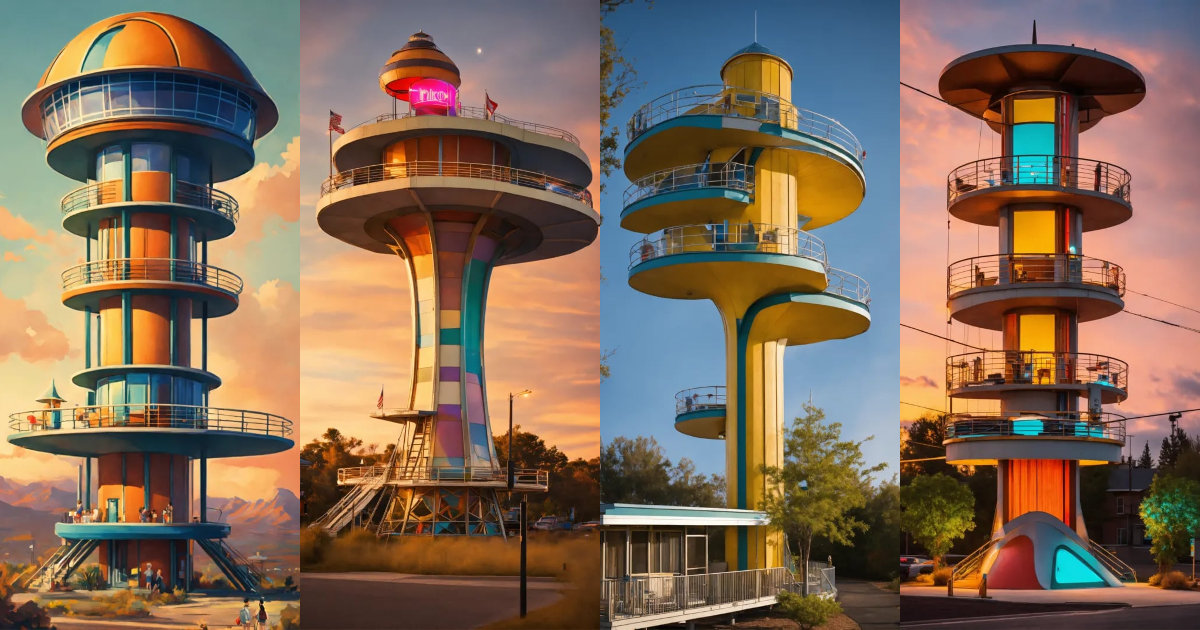 Lexica - Large googie style observation tower