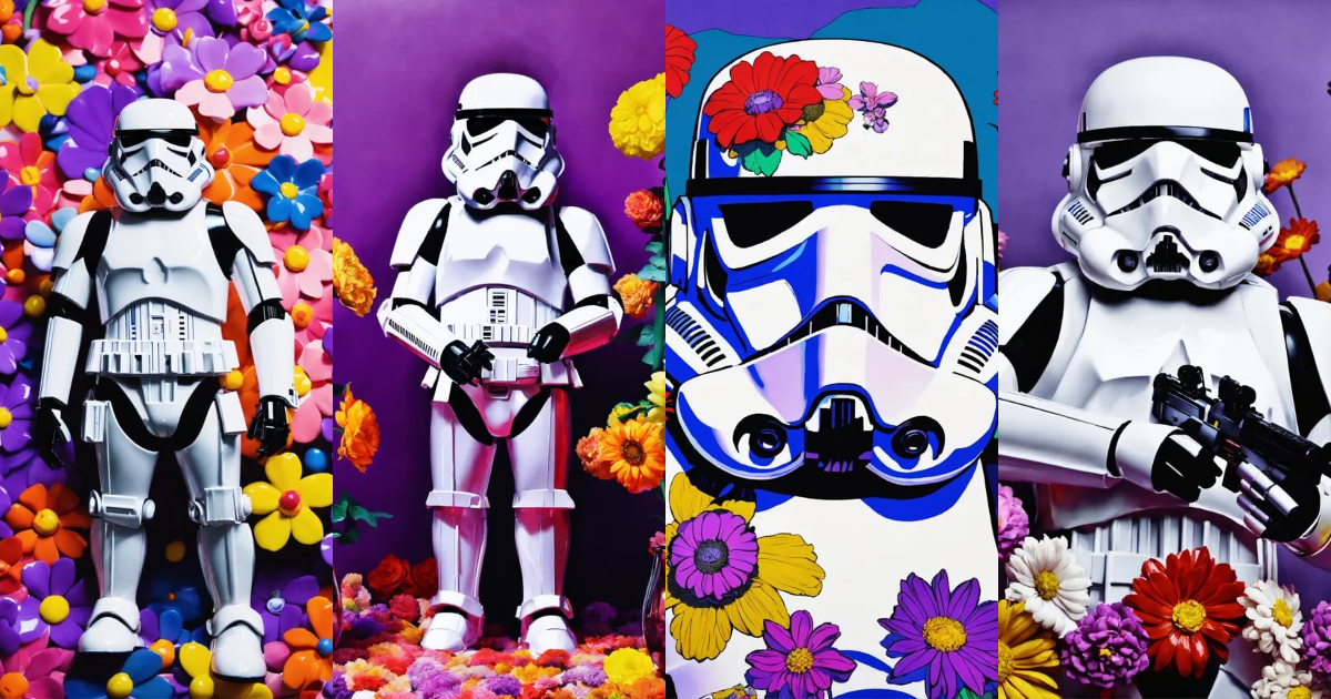 Lexica - Stormtrooper flowers jeff Koons Murakami Ceramics Robot Pop ...