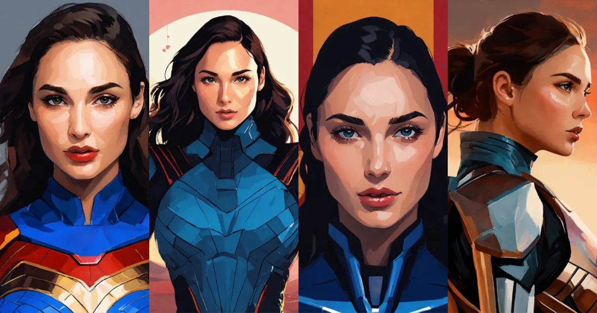 Lexica - Minimalist painting of sci - fi character, gal gadot, design ...