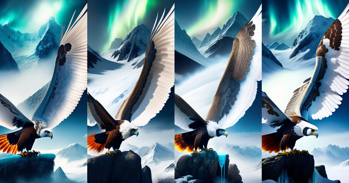 Lexica - Beautiful intricately detailed flying harpy eagle and Alaskan ...