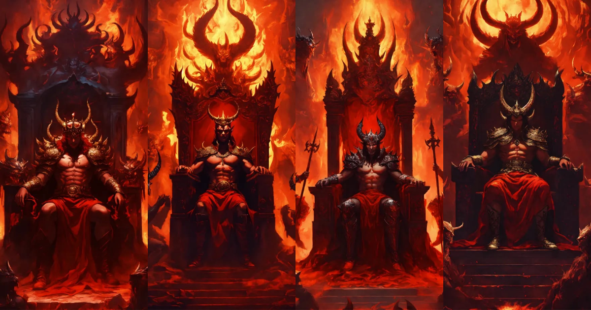 Lexica - Demon king sitting on a throne in hell, surrounded by 7 demon ...