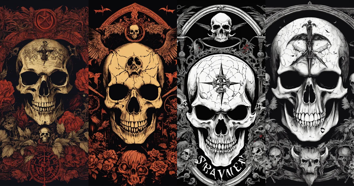 Lexica - Middle Age style, satanic symbols, angry vampire skull, crow ...