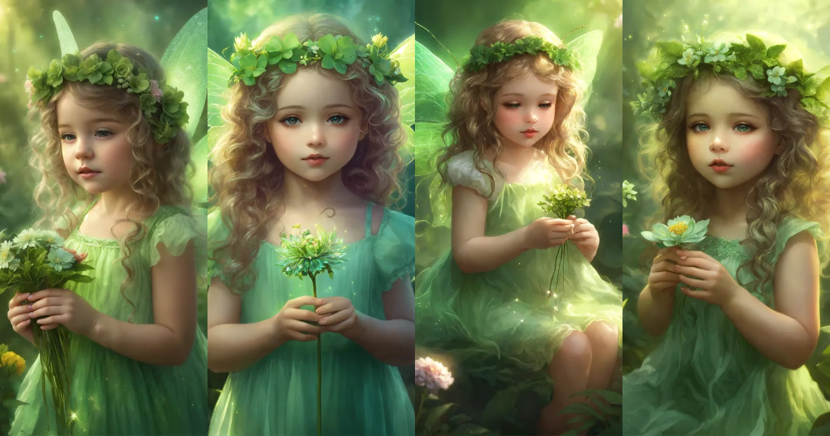 Lexica - Portrait and shot full body of a cute little green pale fairy ...