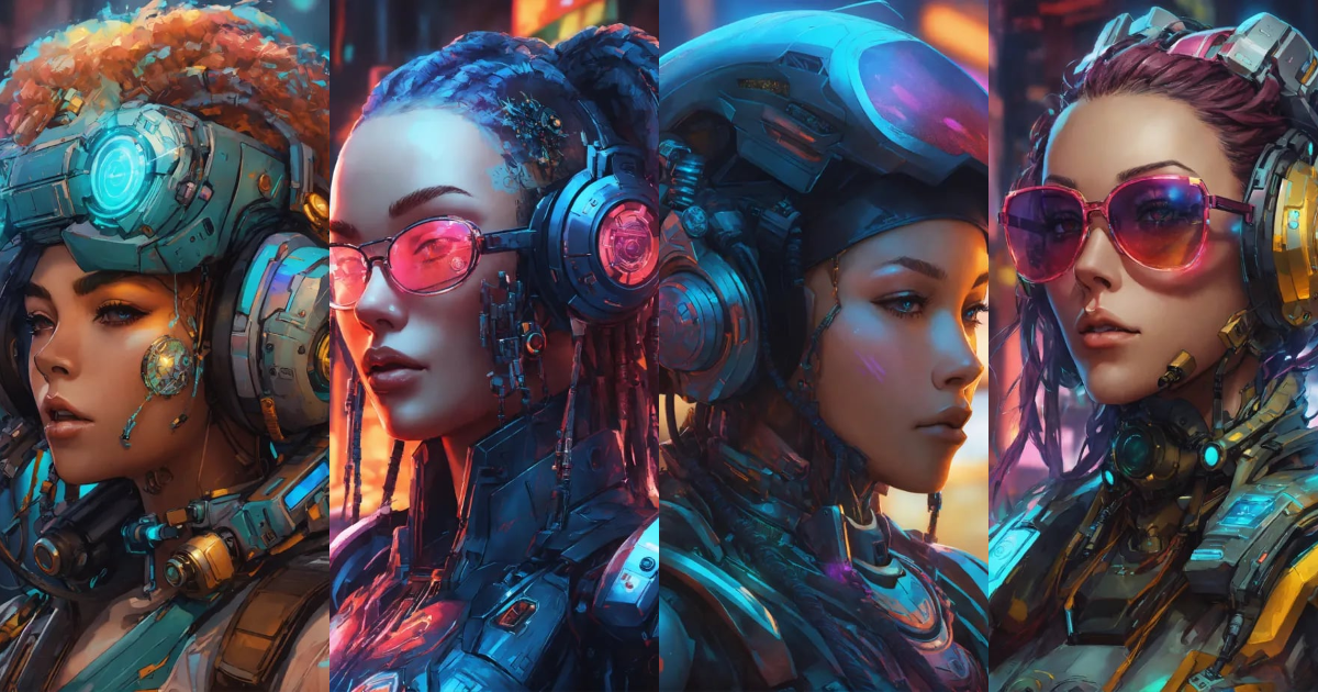 Lexica - Hite woman, half body, dreads, sunglasses, jewelry, hologram ...