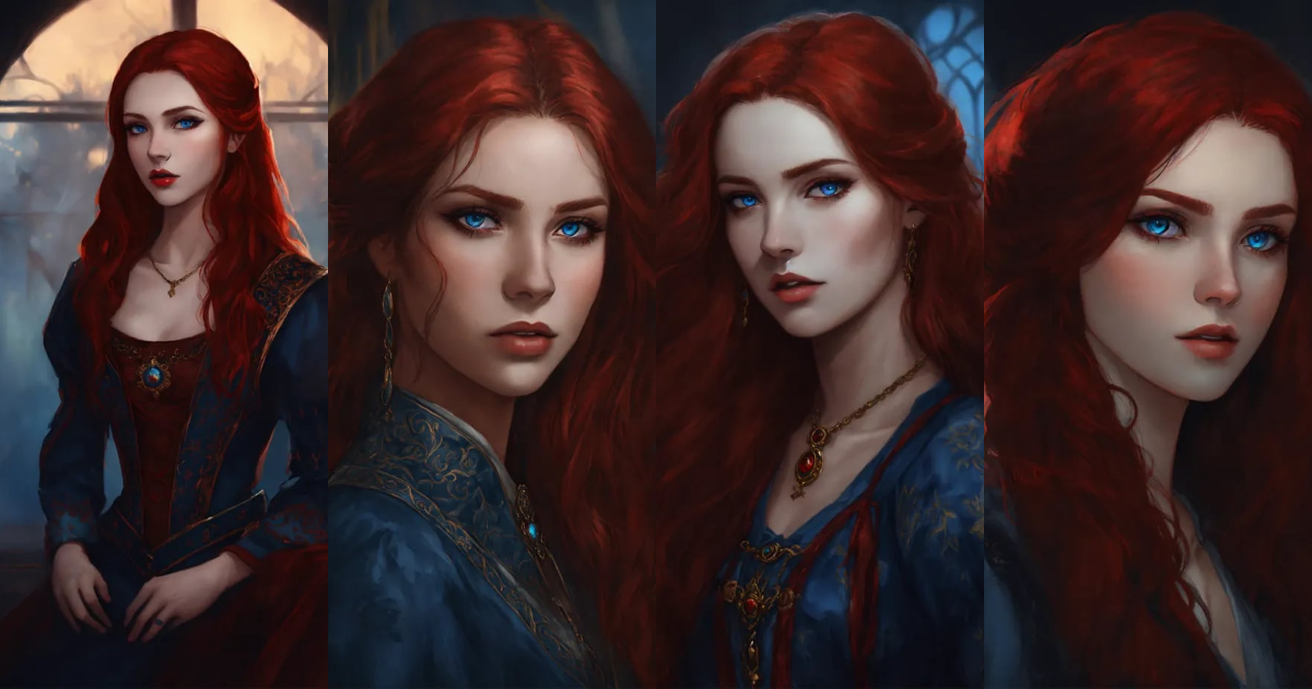 Lexica - Drawing of portrait of russian 20 year old woman dark evil red ...