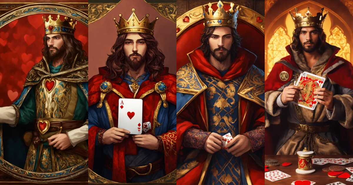 Lexica - Medieval fantasy king with a fancy robe holding a deck of ...