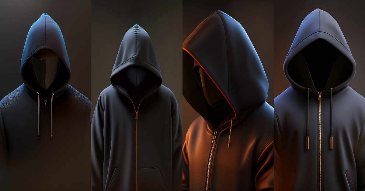 Lexica - Hooded black, faceless, dark man