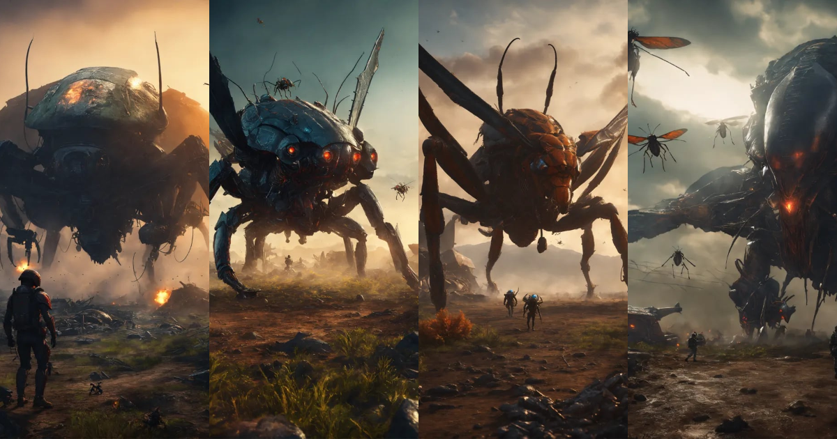 Lexica - War-torn battlefield, menacing environment, Alien giant ...