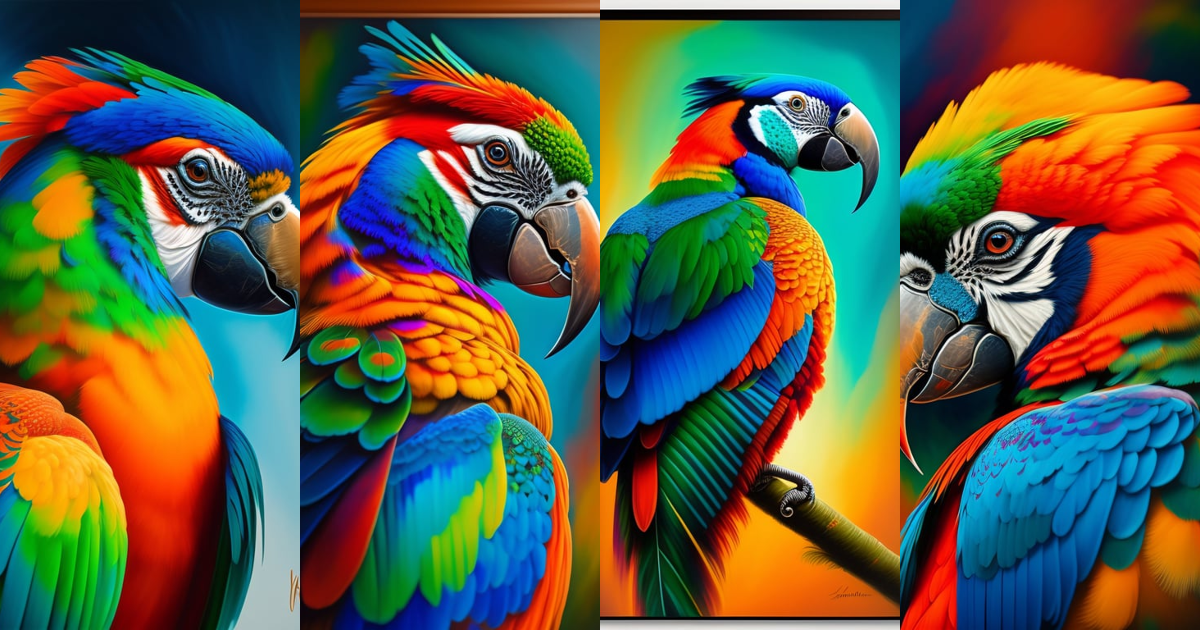 Lexica - Peacock macaw full color painting
