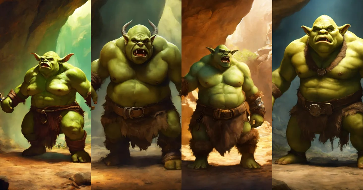 Lexica - Ogre female arguing, dirty cave, digital painting ...