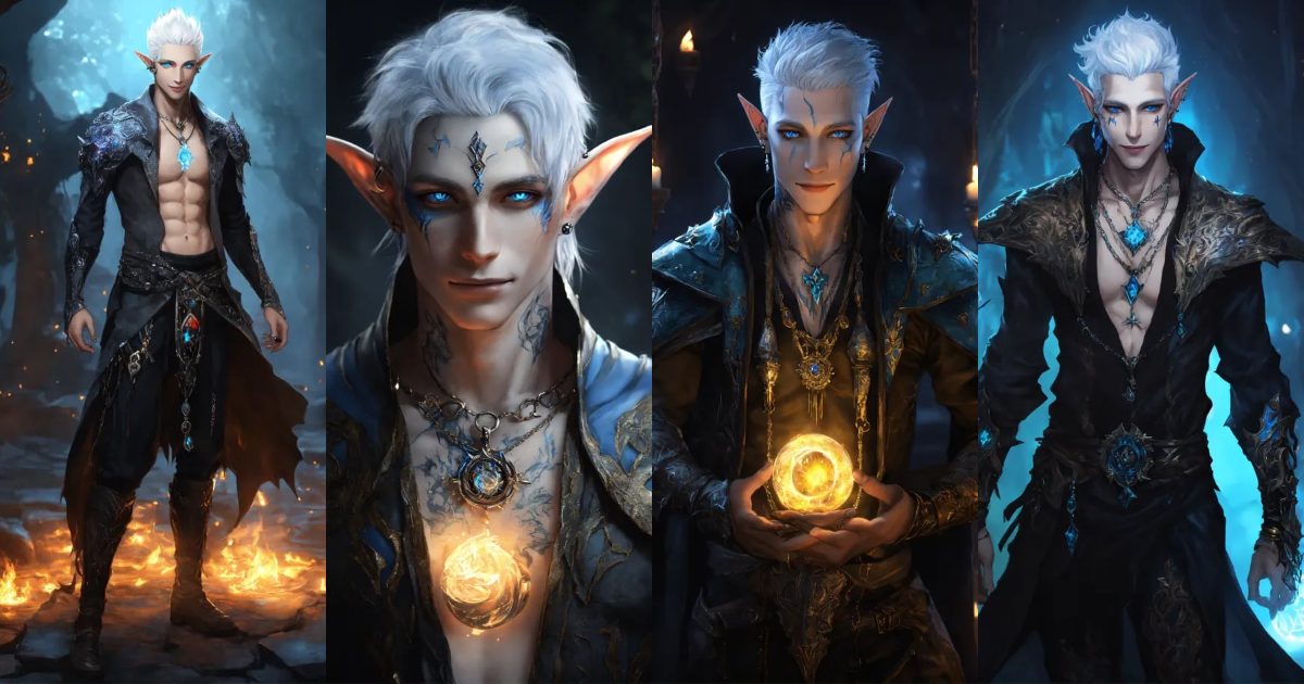 Lexica - Full body shot of a tatooed sickly pale-skinned male elf ...