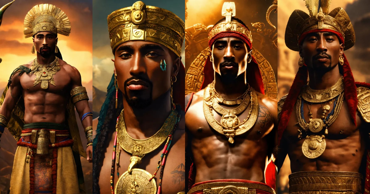 Lexica - Tupac Shakur as a Powerful Ancient Inca King. 8k unreal render ...