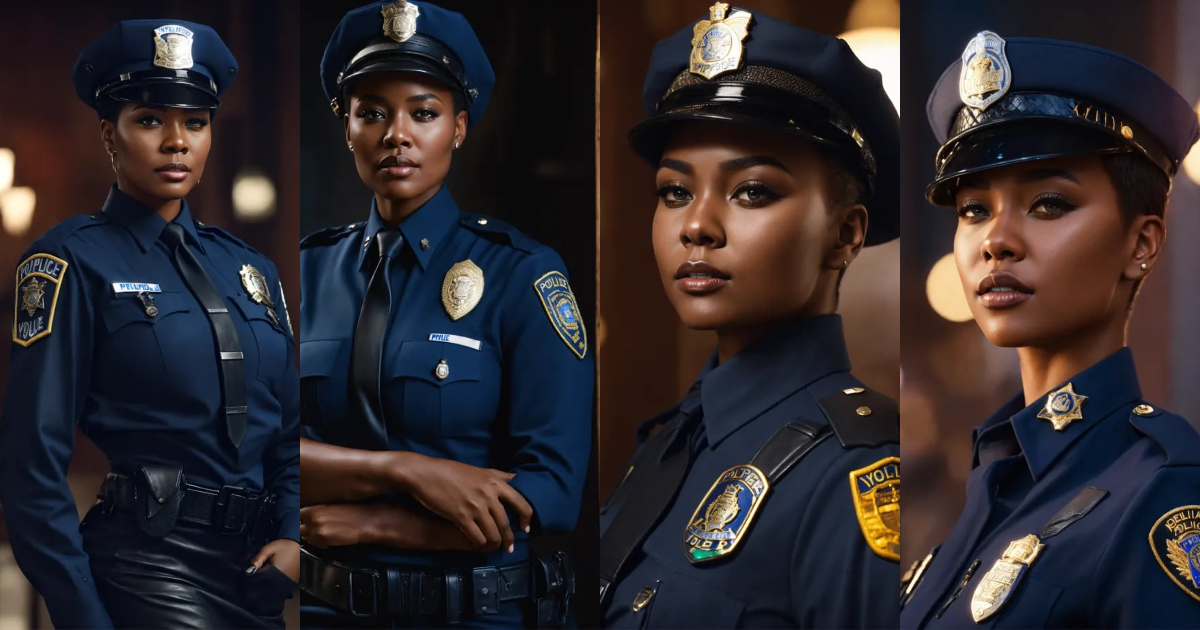 Lexica - Vogue photo shoot of glamorous African American police officer ...
