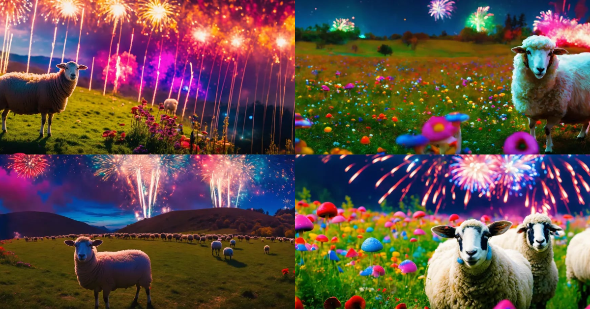 Lexica - Foreground smiling sheep, psychedelic, fantastic colorful ...