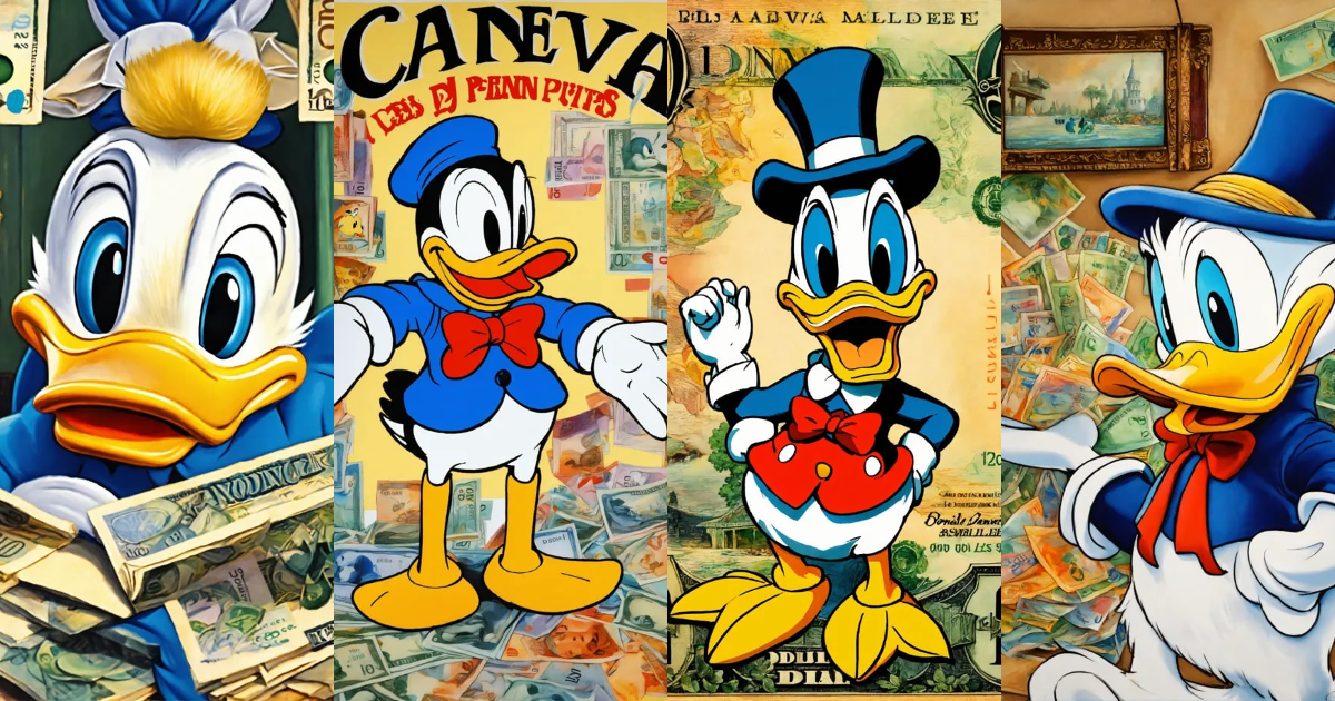Lexica - Je veux des peintures pour du caneva avec Donald Duck avec des ...