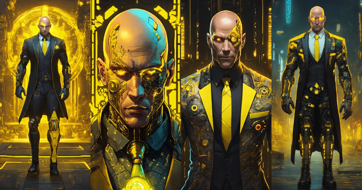 Lexica - Pale middle-aged bald muscular heavily tattoed cyberpunk ...