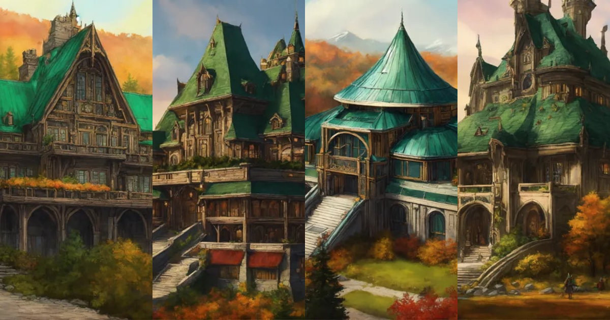 Lexica - Drawing of the full image of a high elf sci fi palace with a ...