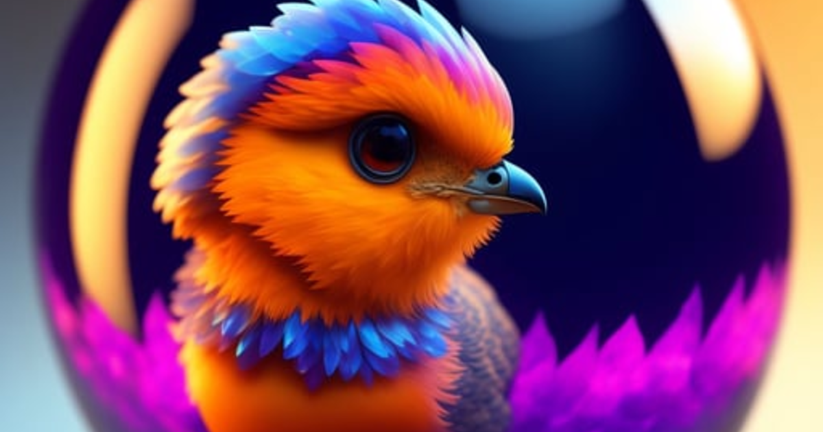 Lexica - A cute adorable baby phoenix made of crystal ball with low ...