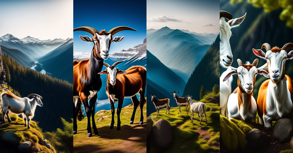 Lexica - Goats in mountain eating coffee leaf high qulity image