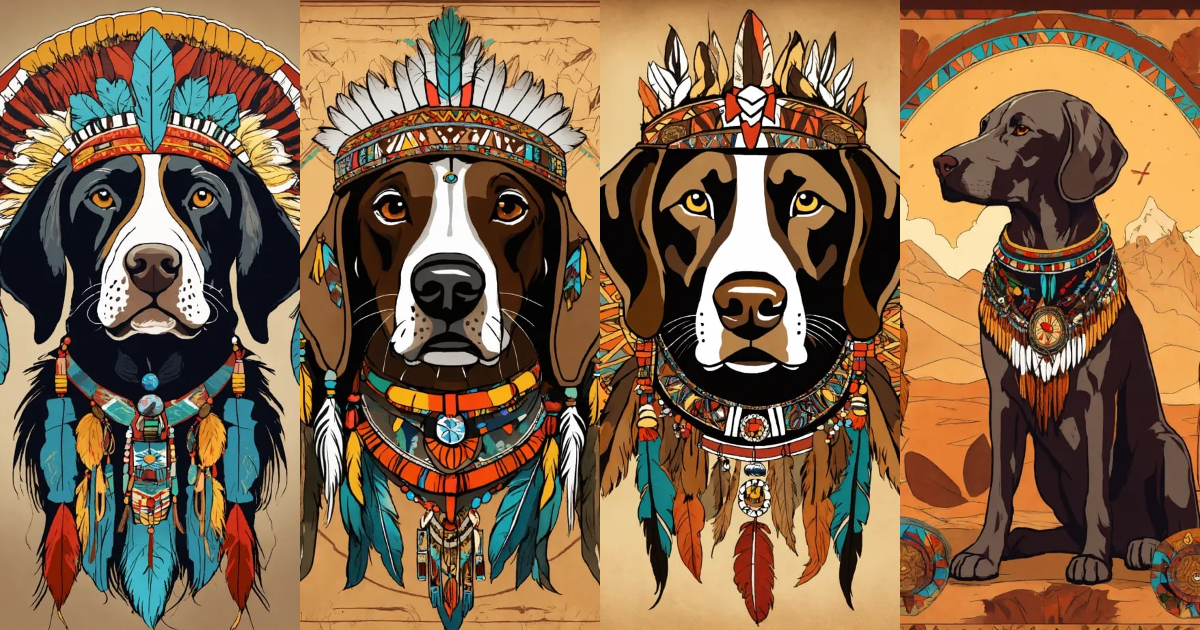 Lexica - German short hair pointer dog shaman, native american style ...