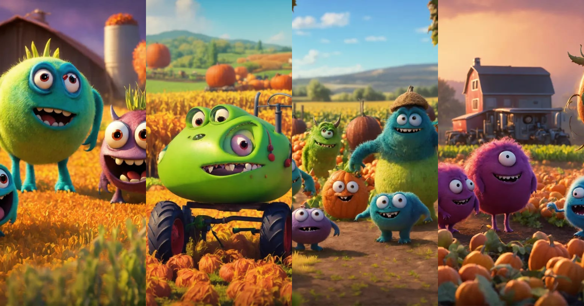 Lexica - Cute friendly monsters, of a pixar variety not classic movie ...