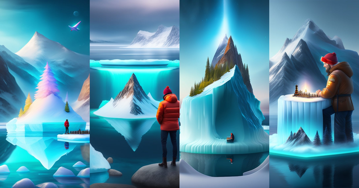 Lexica - A man playing chess on a iceberg against posseidon, realistic ...