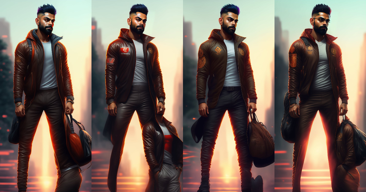 Lexica - Full body portrait of Virat Kohli as by dan mumford, yusuke ...