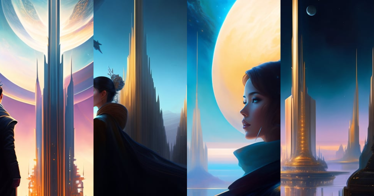 Lexica - A cover art of A shining city with tall technological spires ...