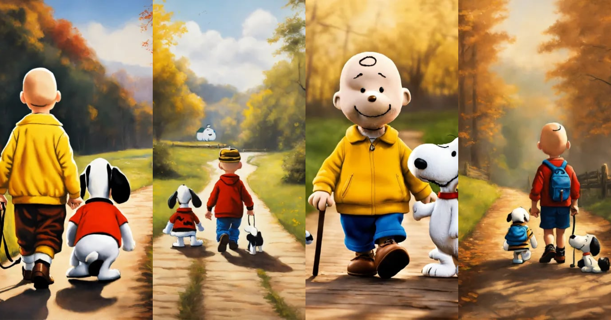 Lexica - A photo realistic painting of Charlie Brown and Snoopy going ...