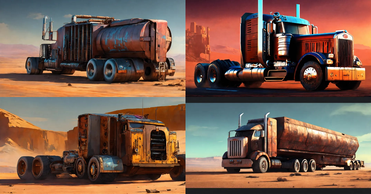 Lexica - Semi truck cyberpunk post-apocalyptic Peterbilt with a ...
