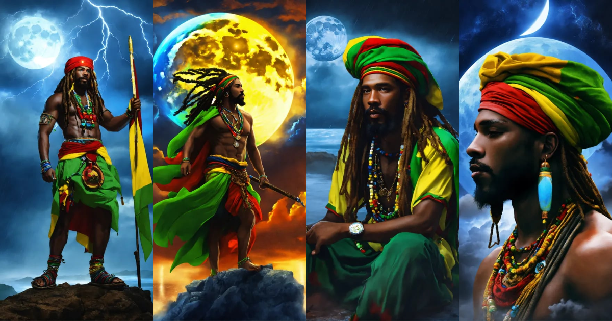 Lexica - Rasta man god and blue moon, thunderstorm, hd