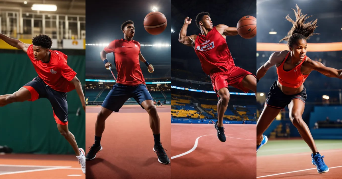 Lexica - Generate an image of a multi-sport athlete in the midst of ...