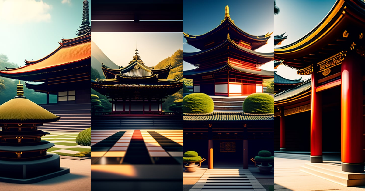 Lexica - Japanese temple background with an arena with a matt like ...