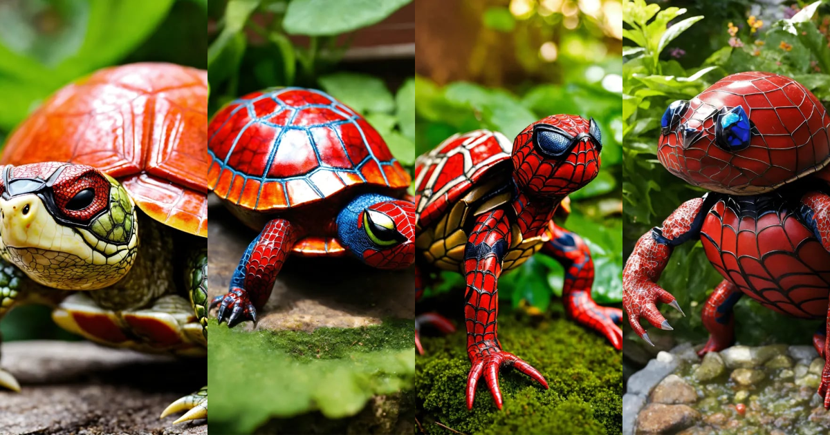 Lexica - Realistic, spiderman skinned turtle, in the garden, amazing ...