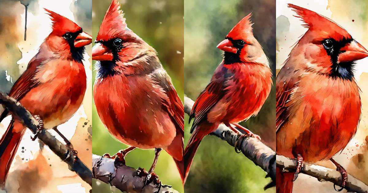 Lexica - Angry cardinal side profile in watercolor style