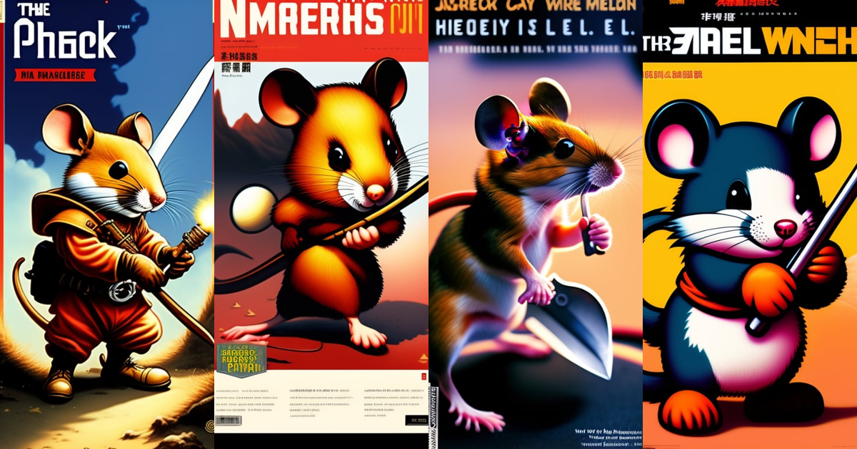 Lexica - The Mouse with melee weapons fight eachover on Manga Book Cover