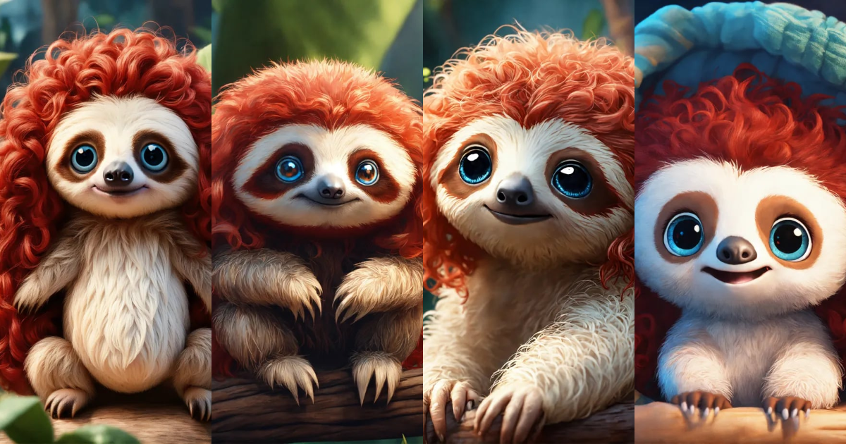 Lexica - A cute all white baby sloth with big blue eyes and long long ...