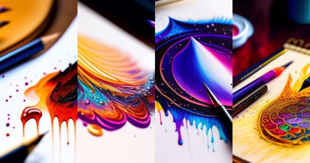 Lexica - Scribble art with pens and pencils next to the paper and ...