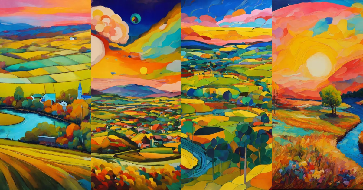 Lexica - Landscape, oil painting, recursive art, line art, in style ...