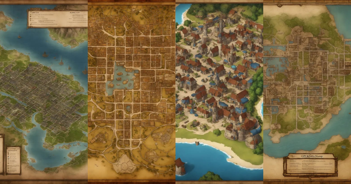 Lexica - D&D city map blueprint. D&D, fantasy, cinematic, map view