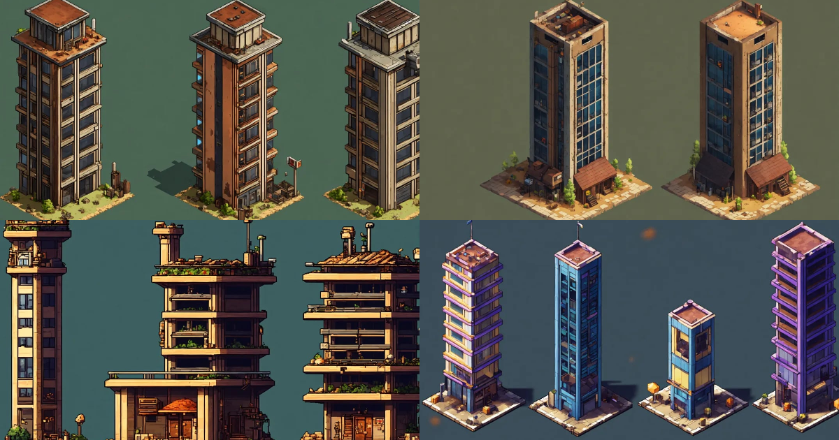 Lexica - Simple clean pixel perfect 2d isometric sprites of an post ...