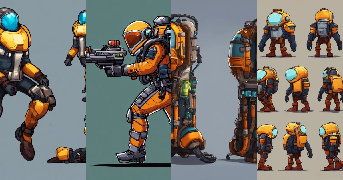 Lexica - 2d jetpack. comic theme, right side view, for a 2d side ...