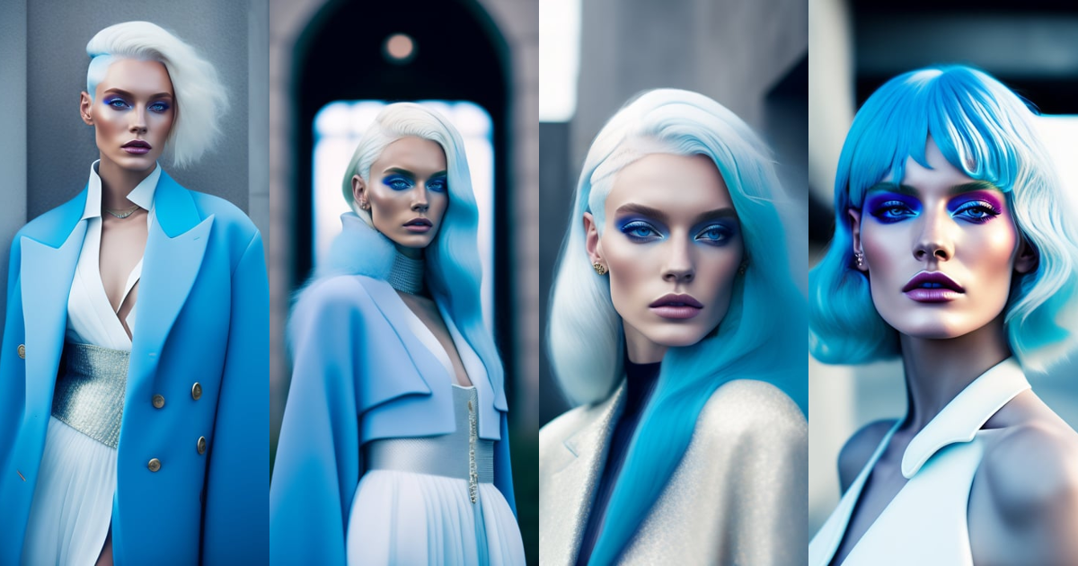 Lexica - Portrait of haute couture beautiful albino fashion model with ...