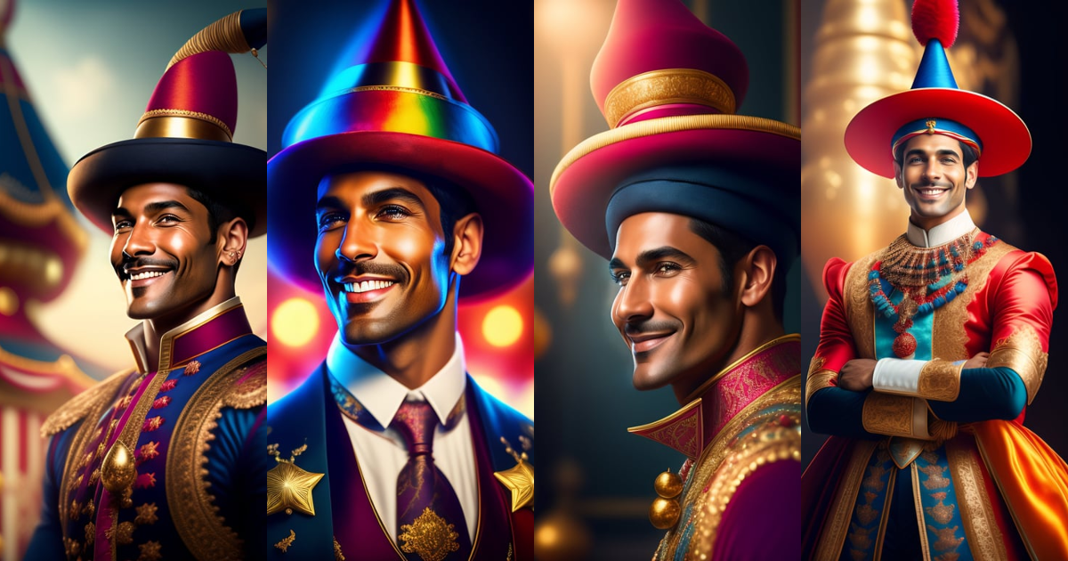 Lexica - Award winning digital portrait of a male smiling jester with ...